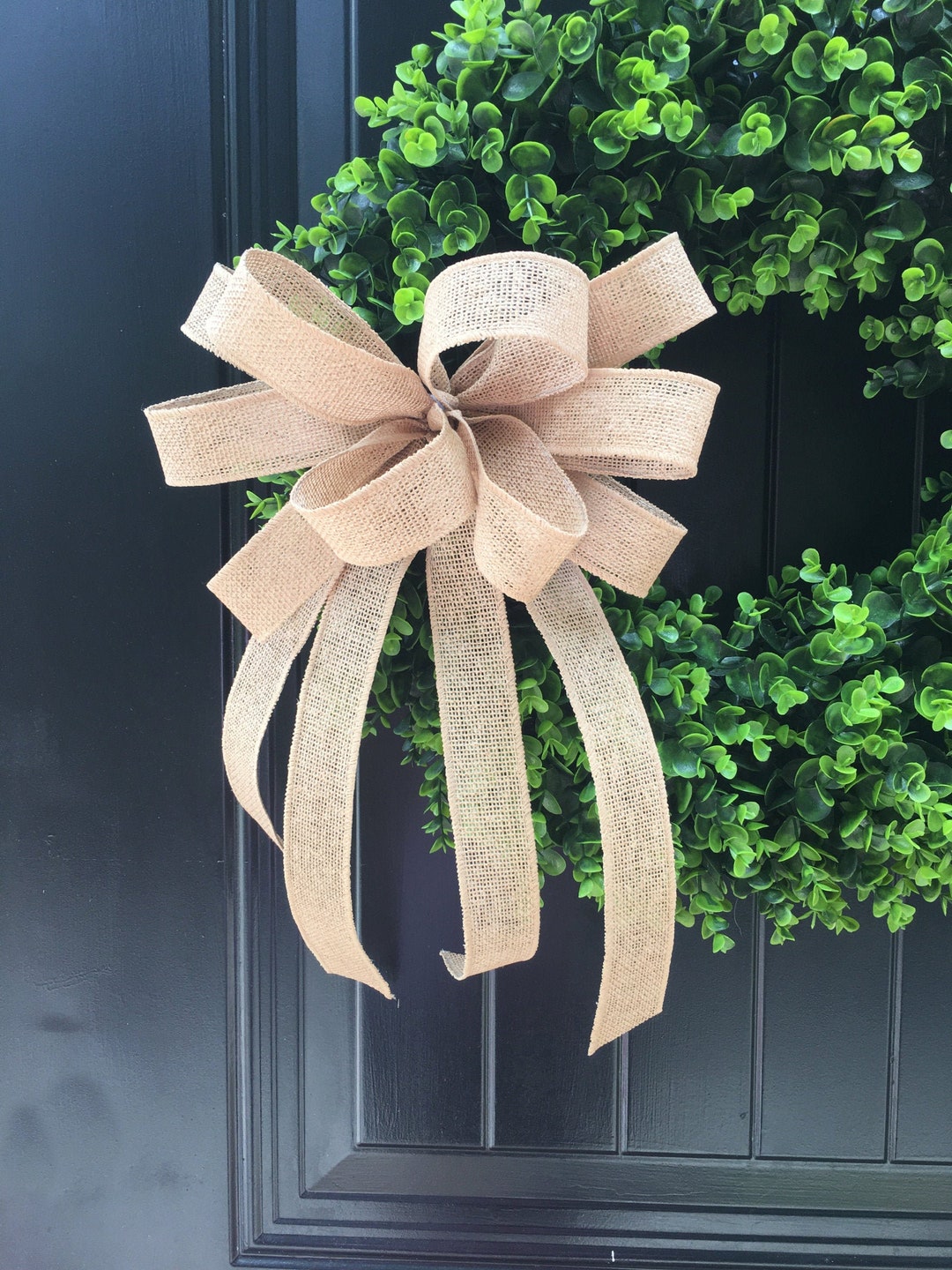 LARGE Burlap Bow, Farmhouse Lantern Bow, Wired Burlap Wreath Bow ...