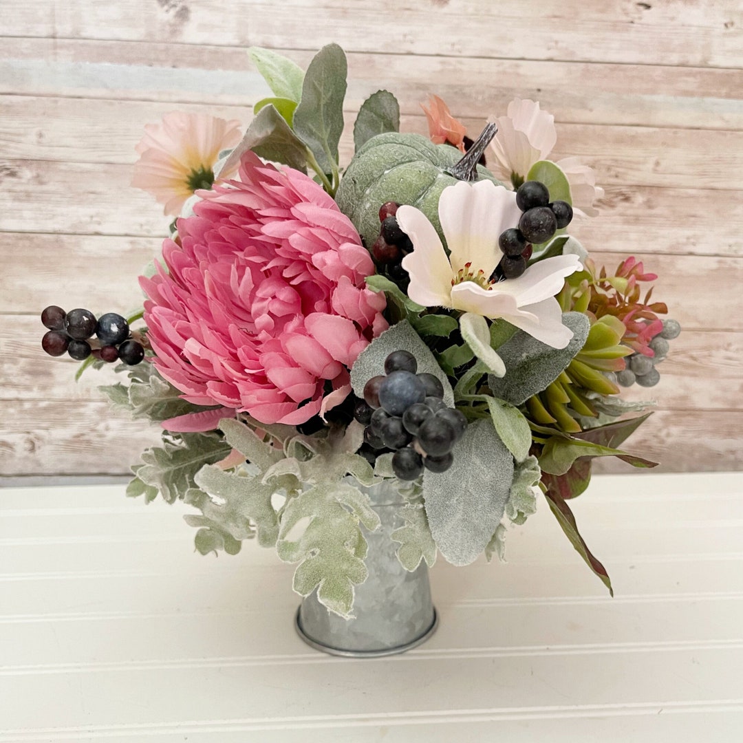 Small Fall Arrangement, Fall Flower Centerpiece, Fall Tabletop Decor ...