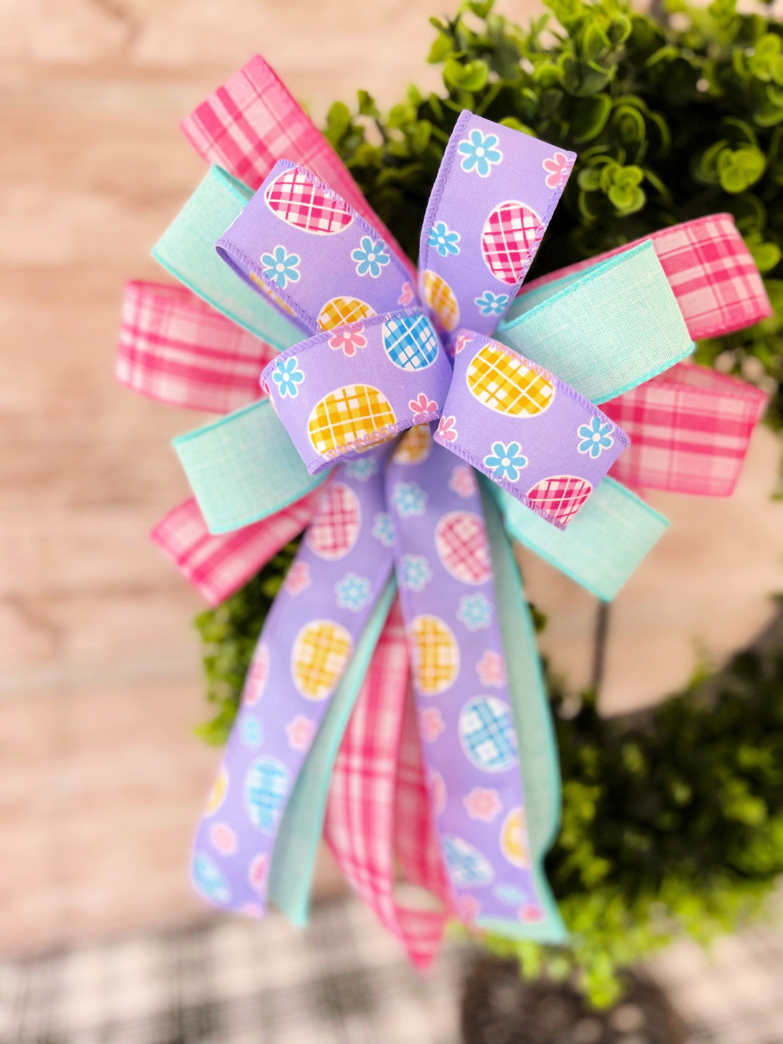 Easter Egg Wreath Bow, Spring Wreath Bow, Spring Lantern Bow, Easter ...