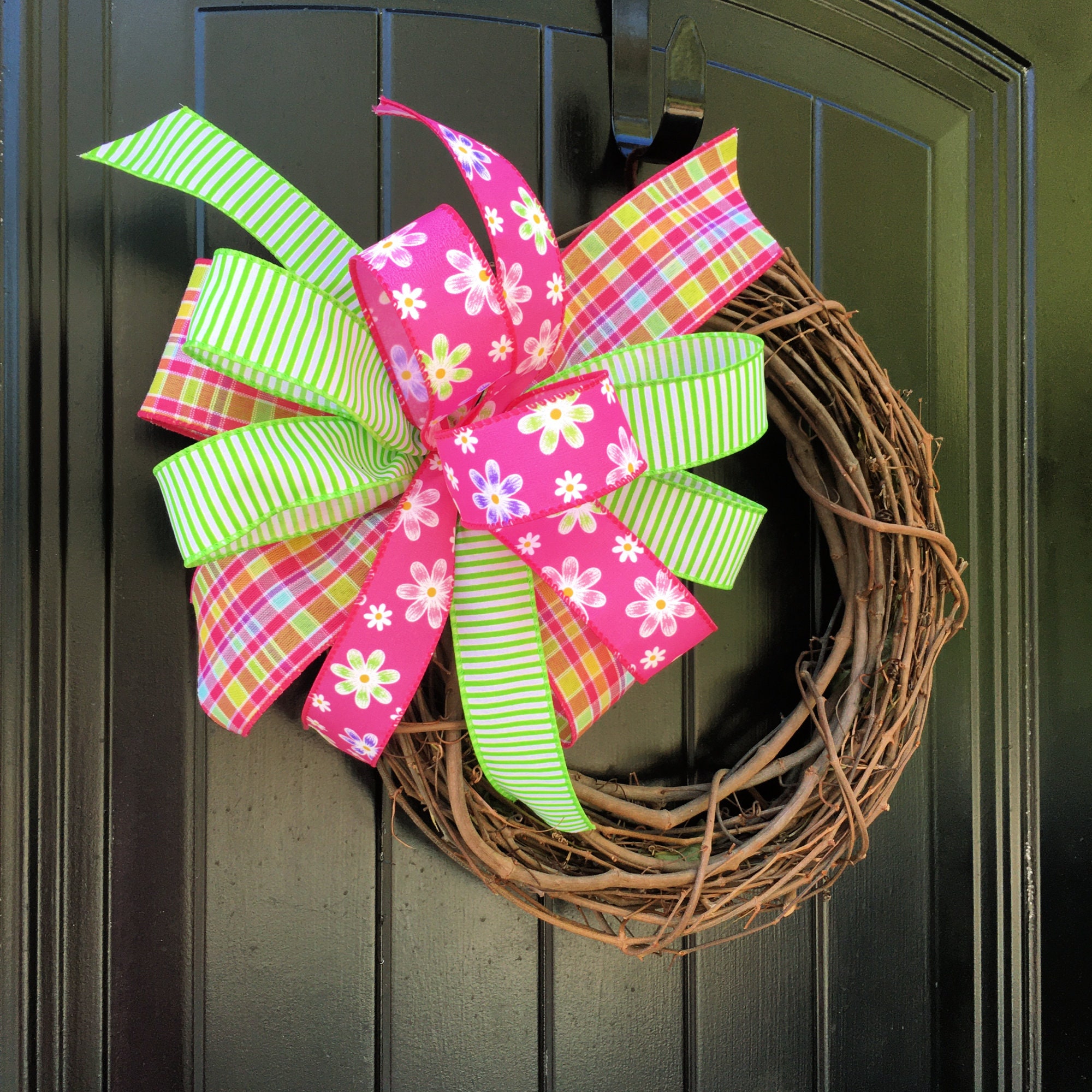 Spring Wreath Bow, Decorative Wreath Bow, Handmade Bow for Door Hanger ...