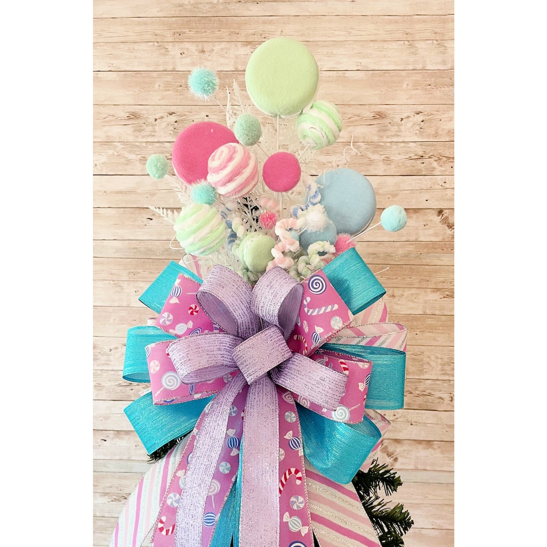 Pink Candy Christmas Tree Topper, Pastel Candyland Decor, Candyland ...