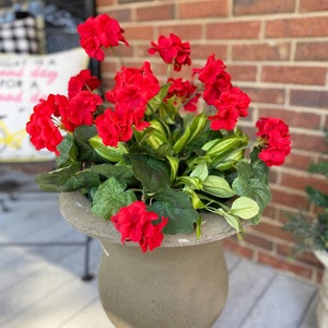 Red Geranium Urn Filler Artificial Flowers for Outdoors Faux - Etsy