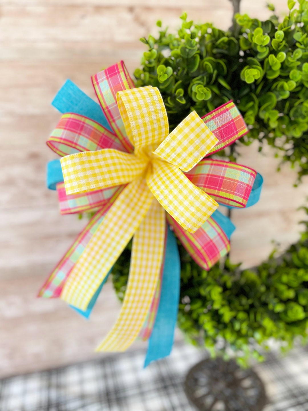 Spring Wreath Bow, Easter Wreath Bow, Spring Lantern Bow, Easter Basket ...