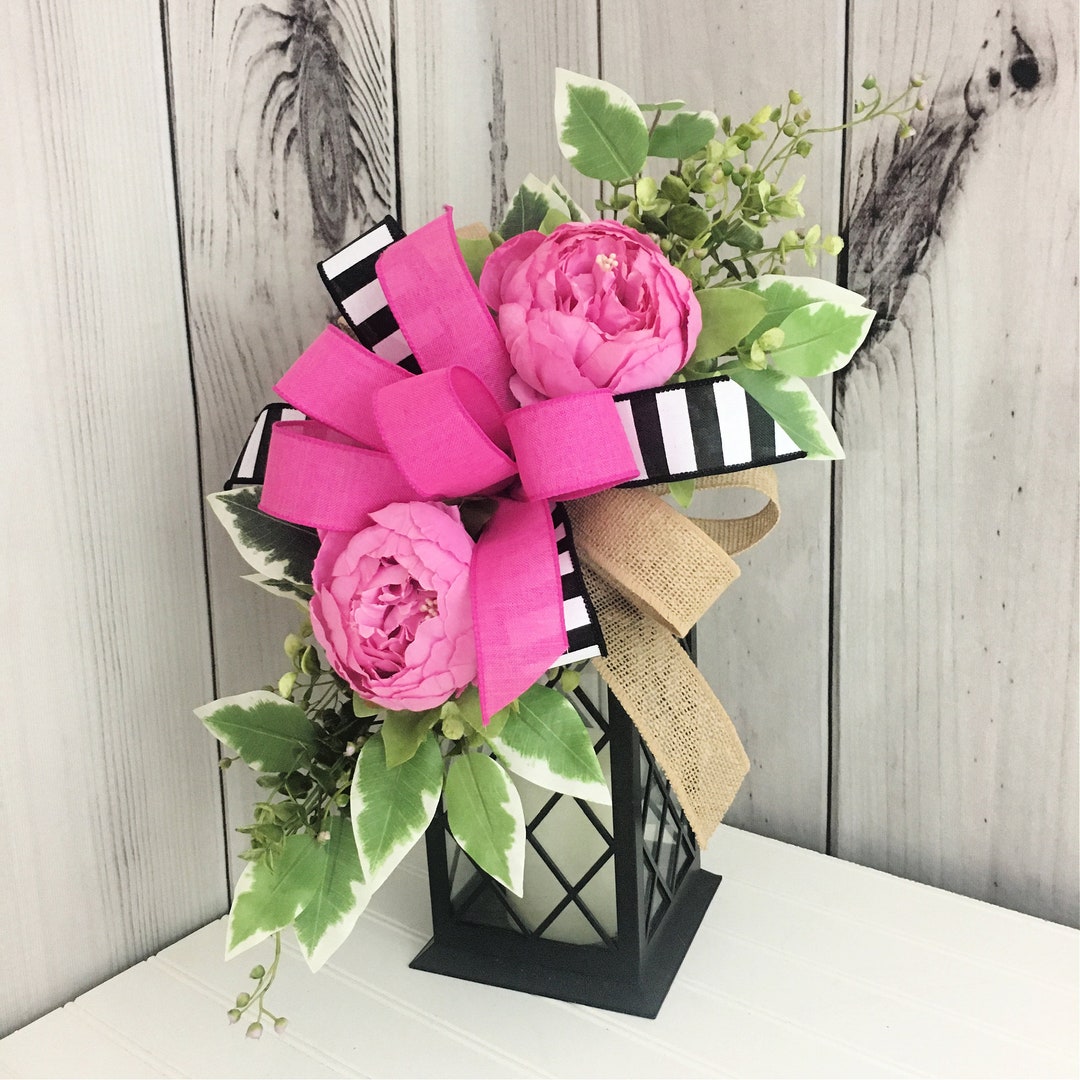 Pink Peony Lantern Swag, LARGE Summer Lantern Swag, Summer Lantern ...