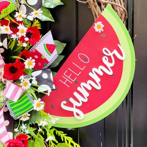 Summer Watermelon Wreath for Front Door, Watermelon Door Sign ...