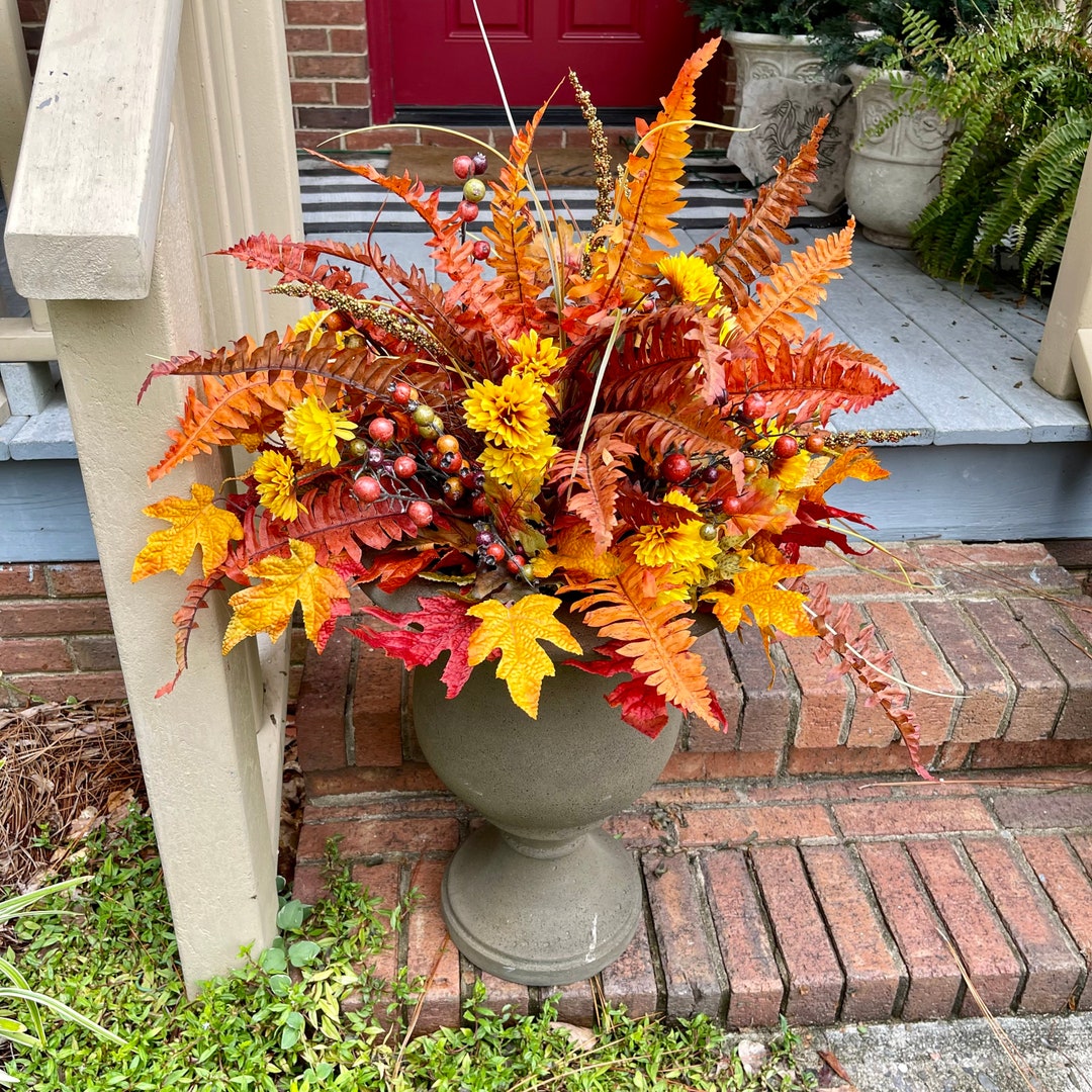 Fall Front Porch Planter, Fall Urn Filler for Outdoors, Fall Floral ...