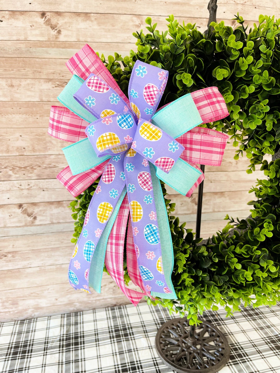 Easter Egg Wreath Bow, Spring Wreath Bow, Spring Lantern Bow, Easter ...