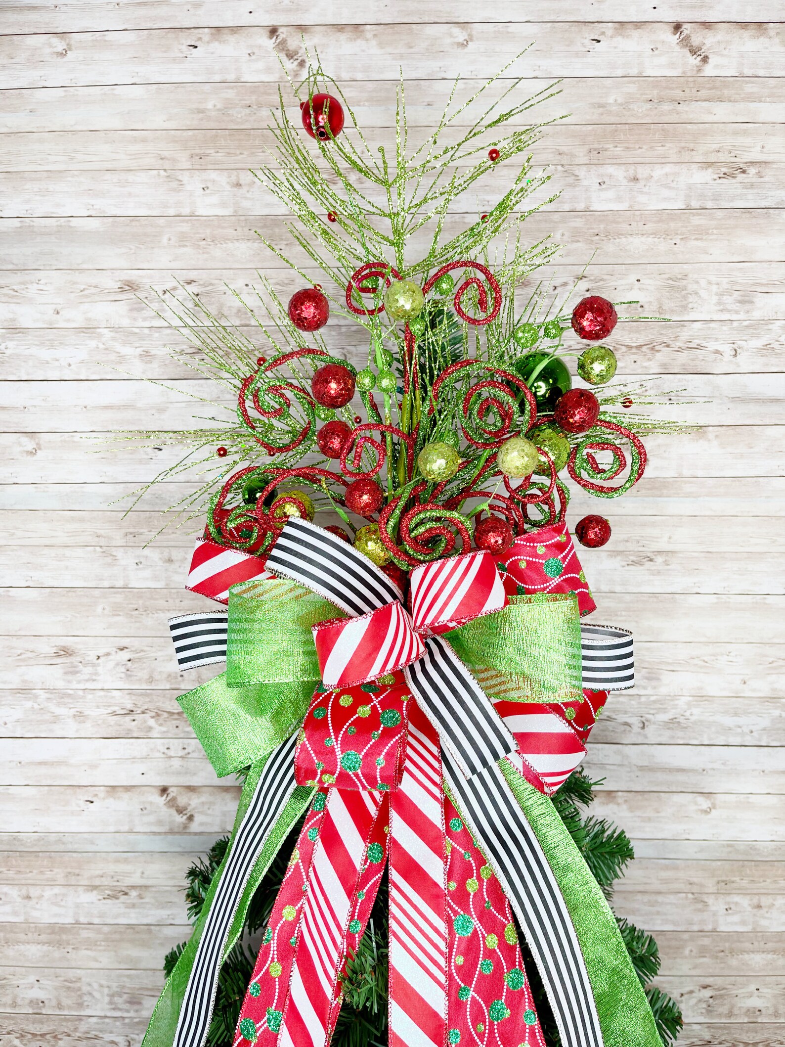 Whimsical Tree Topper Red and Green Tree Topper Christmas - Etsy