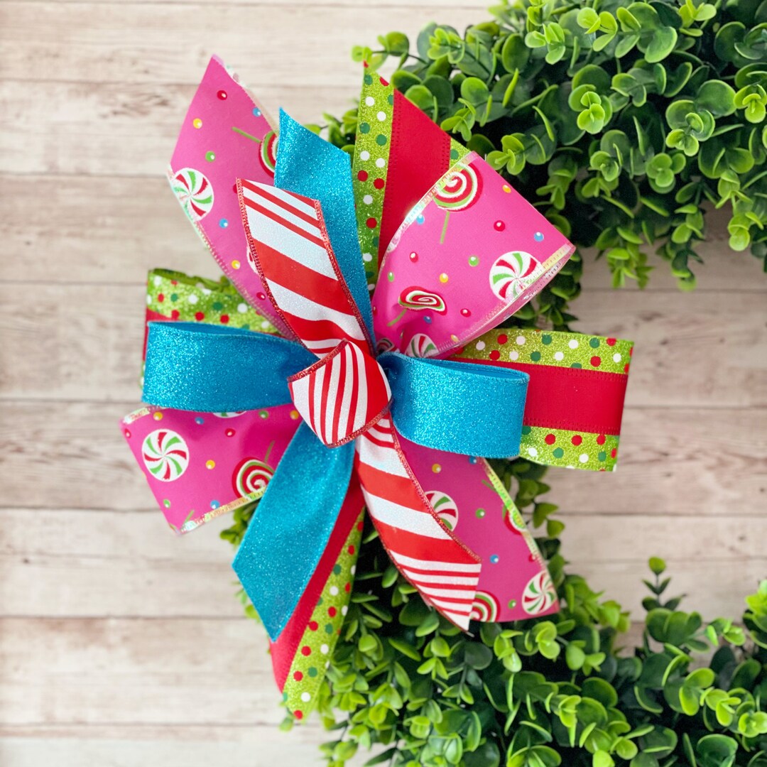 Pink Candy Christmas Bow, Candyland Christmas Decor, Candyland ...