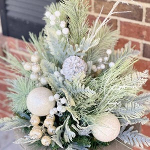 Christmas Urn Filler Arrangement for Front Porch, Faux Planter Drop In ...