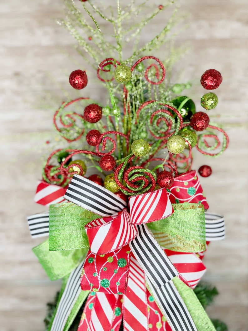 Whimsical Tree Topper Red and Green Tree Topper Christmas - Etsy