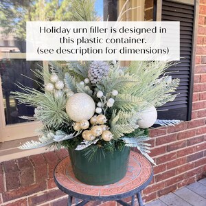 Christmas Urn Filler Arrangement for Front Porch, Faux Planter Drop In ...