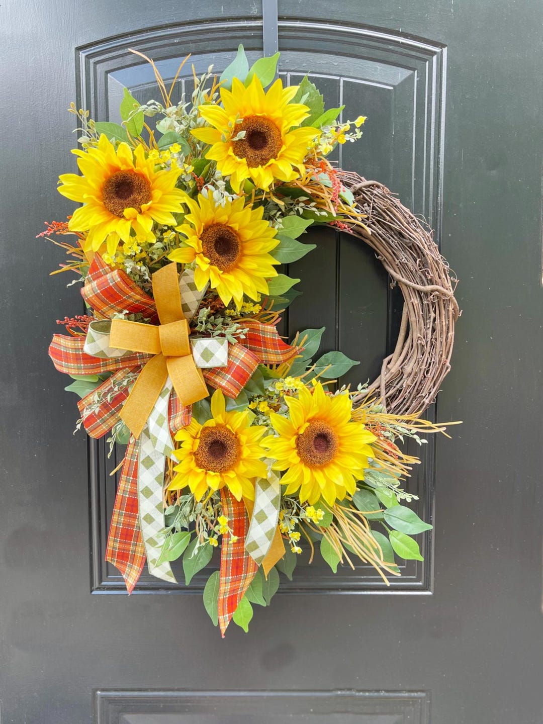 Large Fall Wreath for Front Door, Fall Wreath With Yellow Sunflowers ...