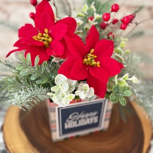 Poinsettia Arrangement, Small Christmas Arrangement, Christmas Floral ...