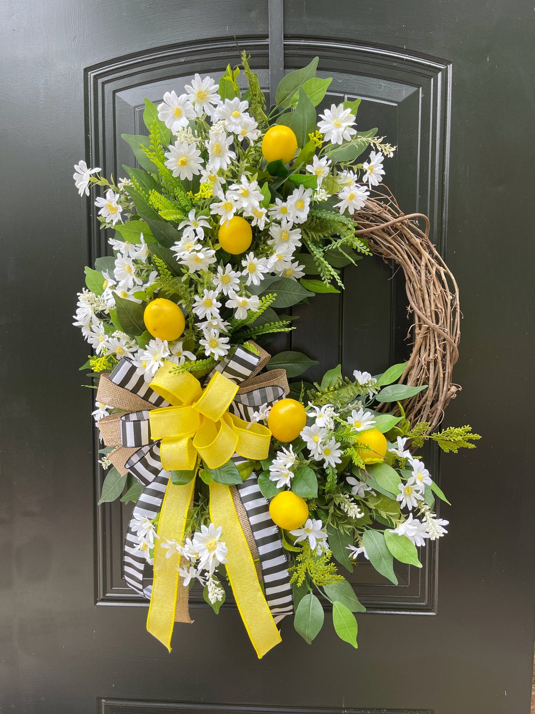 Lemon Wreath for Front Door, Summer Wreath With Lemons, Lemon Door ...