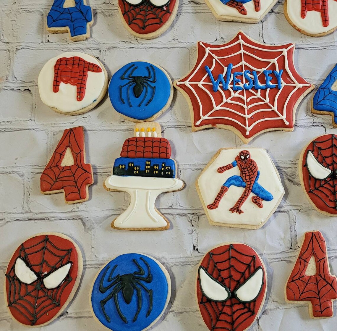 Vegan Spiderman cookies superhero custom sugar cookies | Etsy