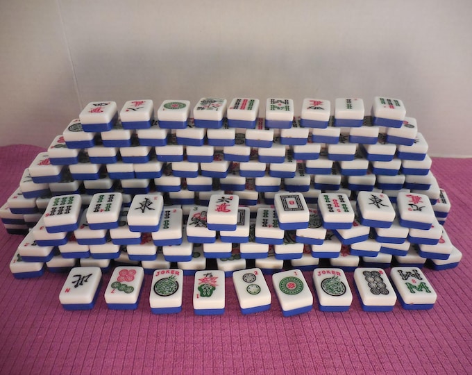 Vintage Mahjong MAH JONG 152 Replacement Tiles Blue White Game Pieces ...