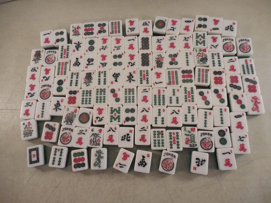 Vintage Mahjong MAH JONG 113 Replacement Tiles Green White Game Pieces ...