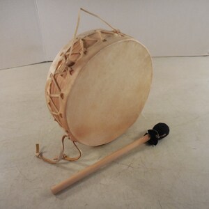 Native American Two Sided Rawhide Drum With Beater Handpainted Signed L ...