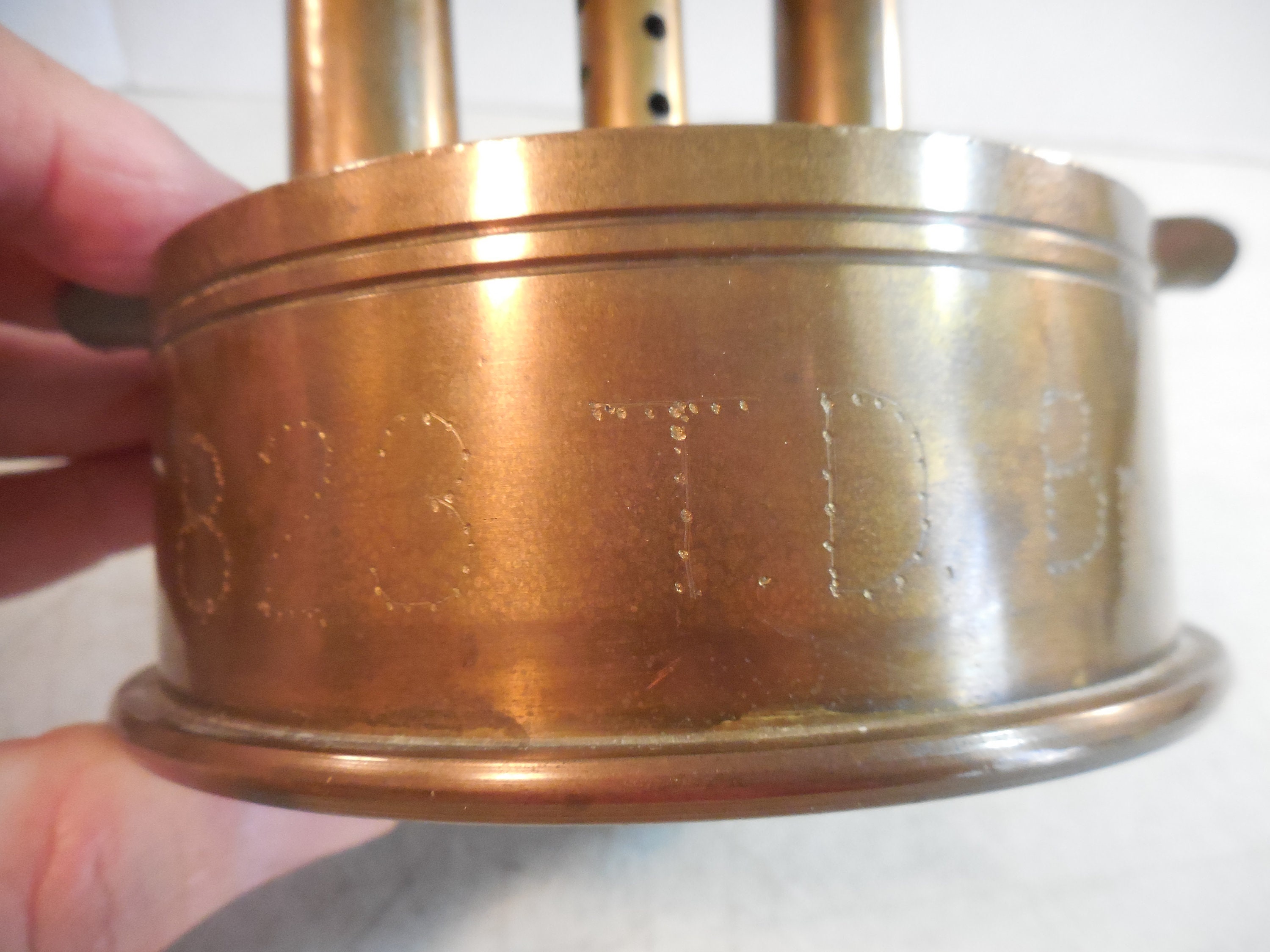 WWII 1944 Artillery Brass Shell Empty Casing Trench Art Ashtray Signed ...