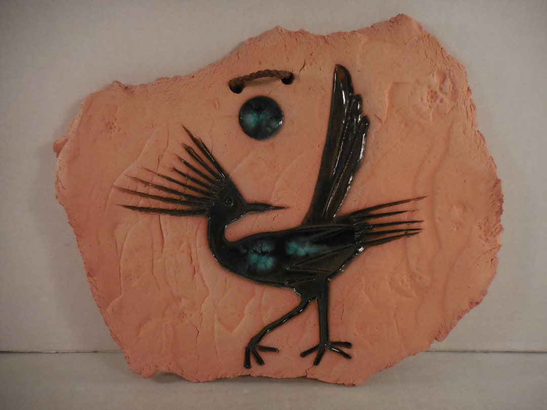 Vintage Red Clay Ceramic Enamel Bird Roadrunner Artistic Sculpture ...