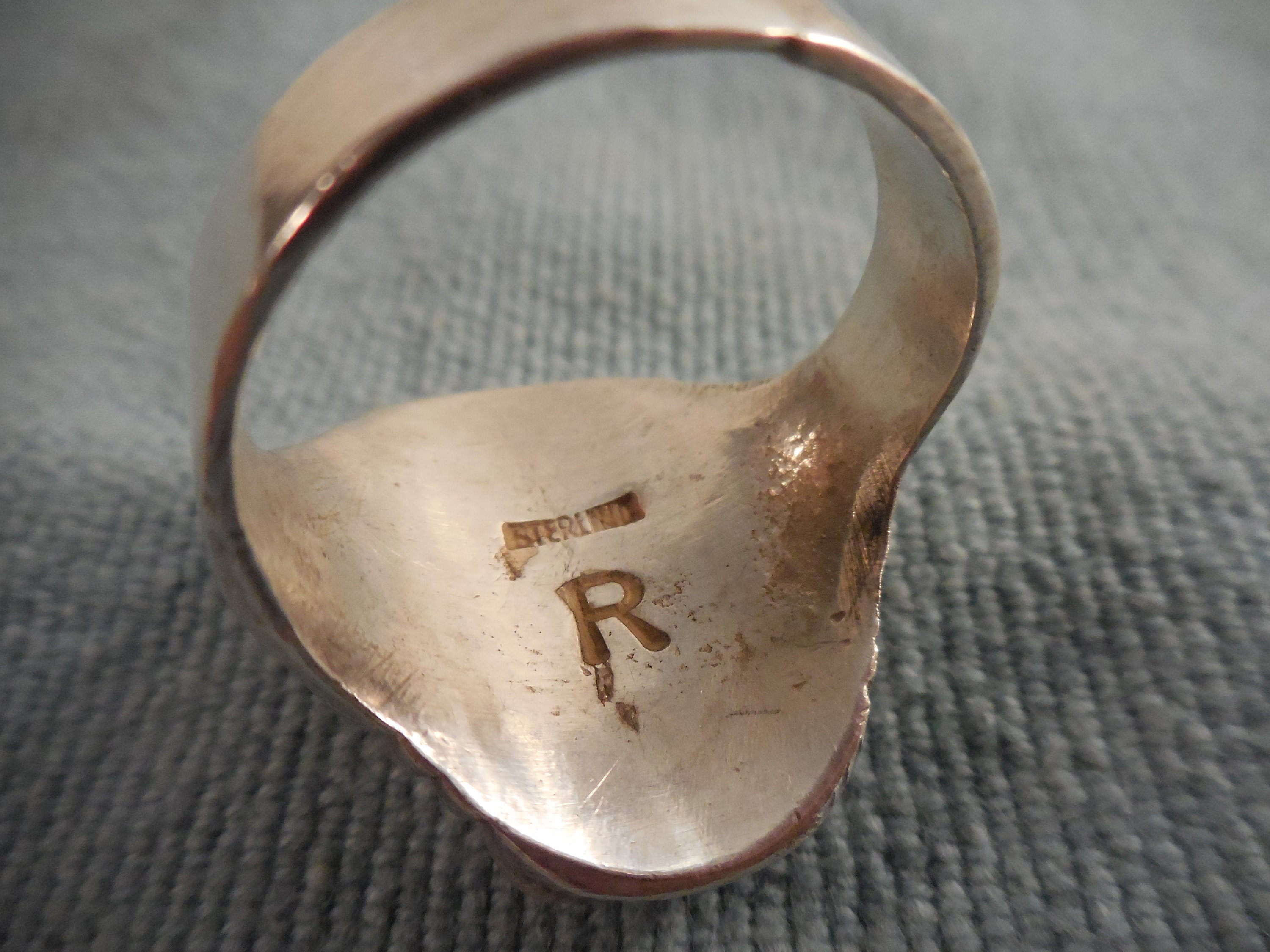 Vintage Navajo Mens Ring Signed R Sterling Turquoise Sz 12 RUGGED Cool ...