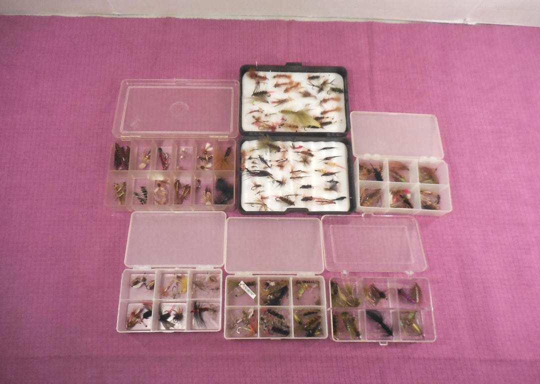 Large Lot of 175* + FLY FISHING FLIES Lures in 6 Cases Huge Mixed Lot ...