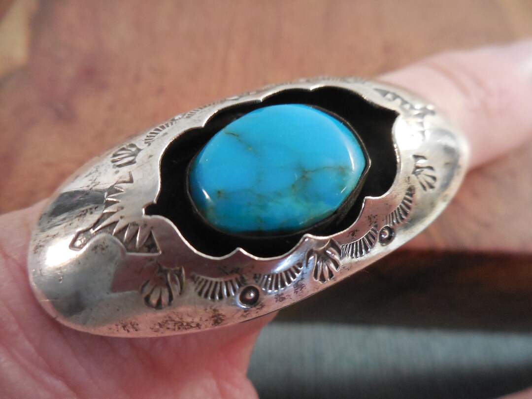 Vintage Native American Signed TERESA Sterling Silver Sky Blue ...
