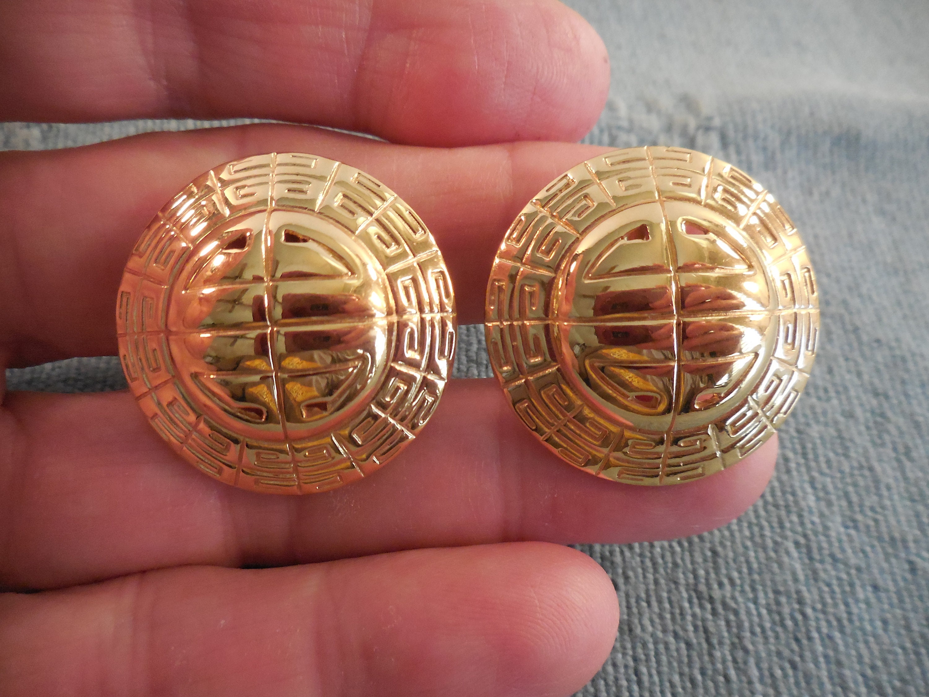 Vintage GIVENCHY Logo Gold Tone Clip Earrings STYLISH Statement G2 - Etsy
