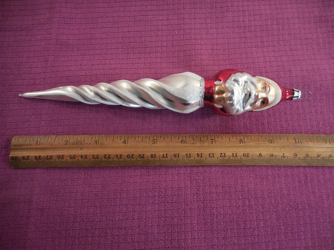 ST. NICKCICLE Santa Head on Spiral Icicle 2 Sided 10" Long Christmas ...