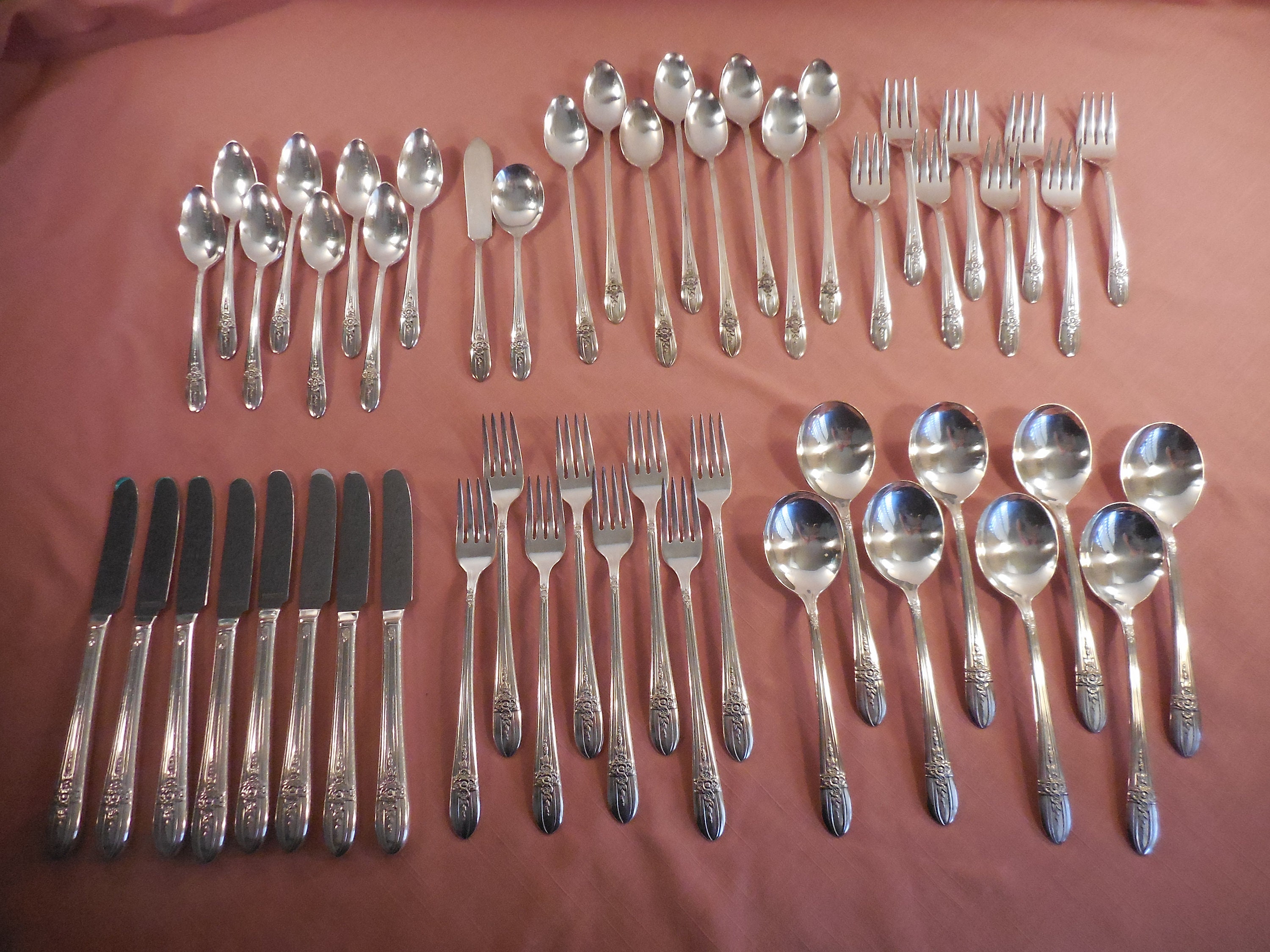 Vintage Rogers TRIUMPH Extra Plate Silverplate Flatware Set 50 Pieces ...