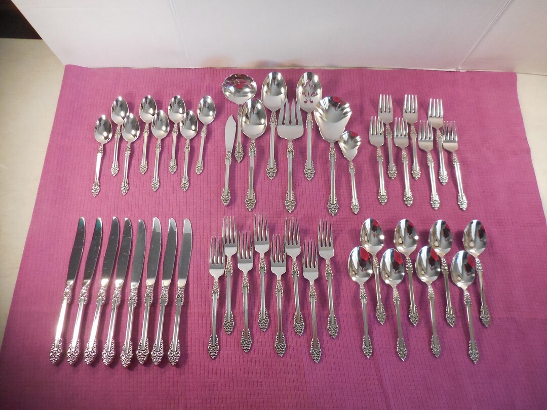 Oneida Cube REMBRANDT Stainless Flatware 47 Pieces Serves 8(-1) R47 - Etsy