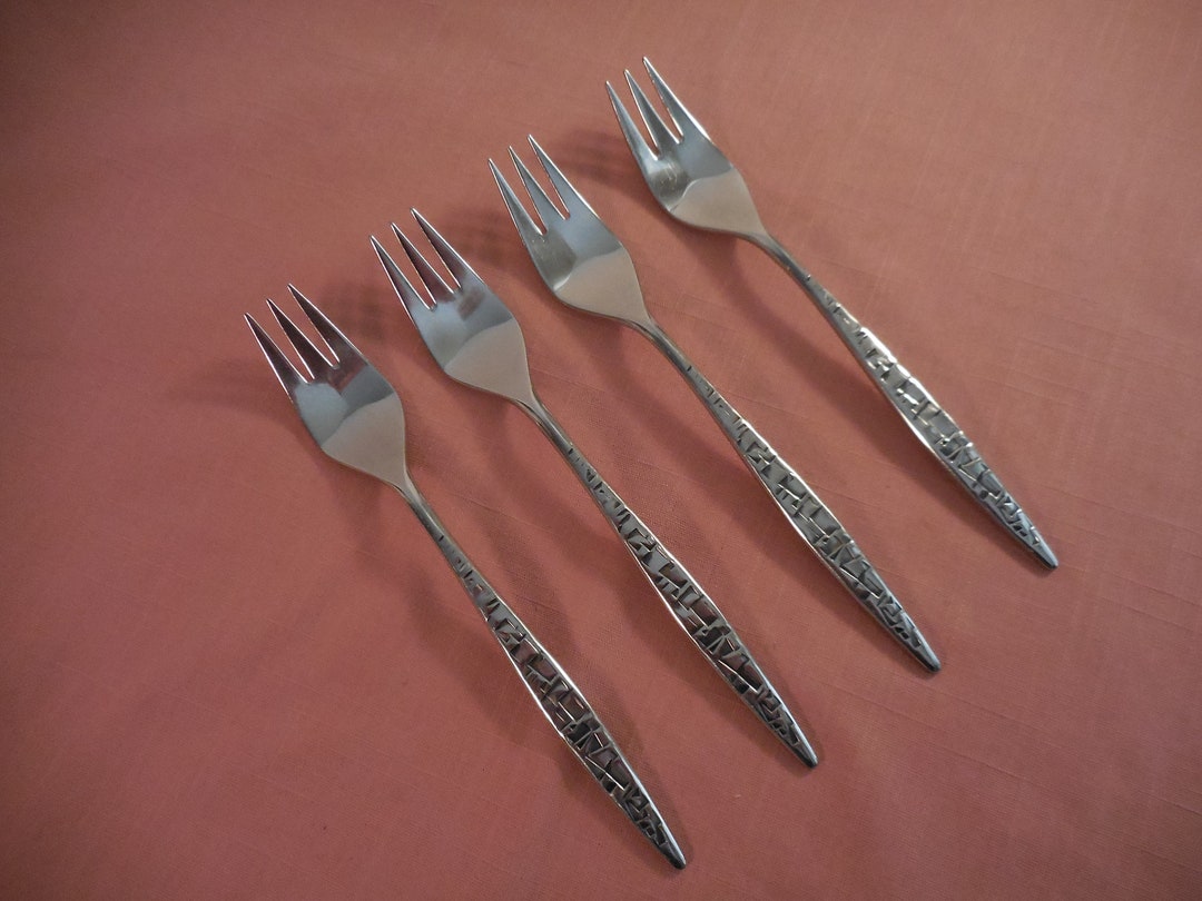 Lyon CORTEZ AZTEC Stainless Salad Forks Set of 4 MCM Mid Century Modern ...