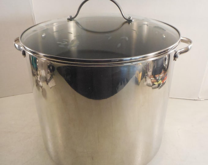 PRINCESS HOUSE 18-10 Stainless Steel 20 Qt Stock Pot 12" With Glass Lid ...