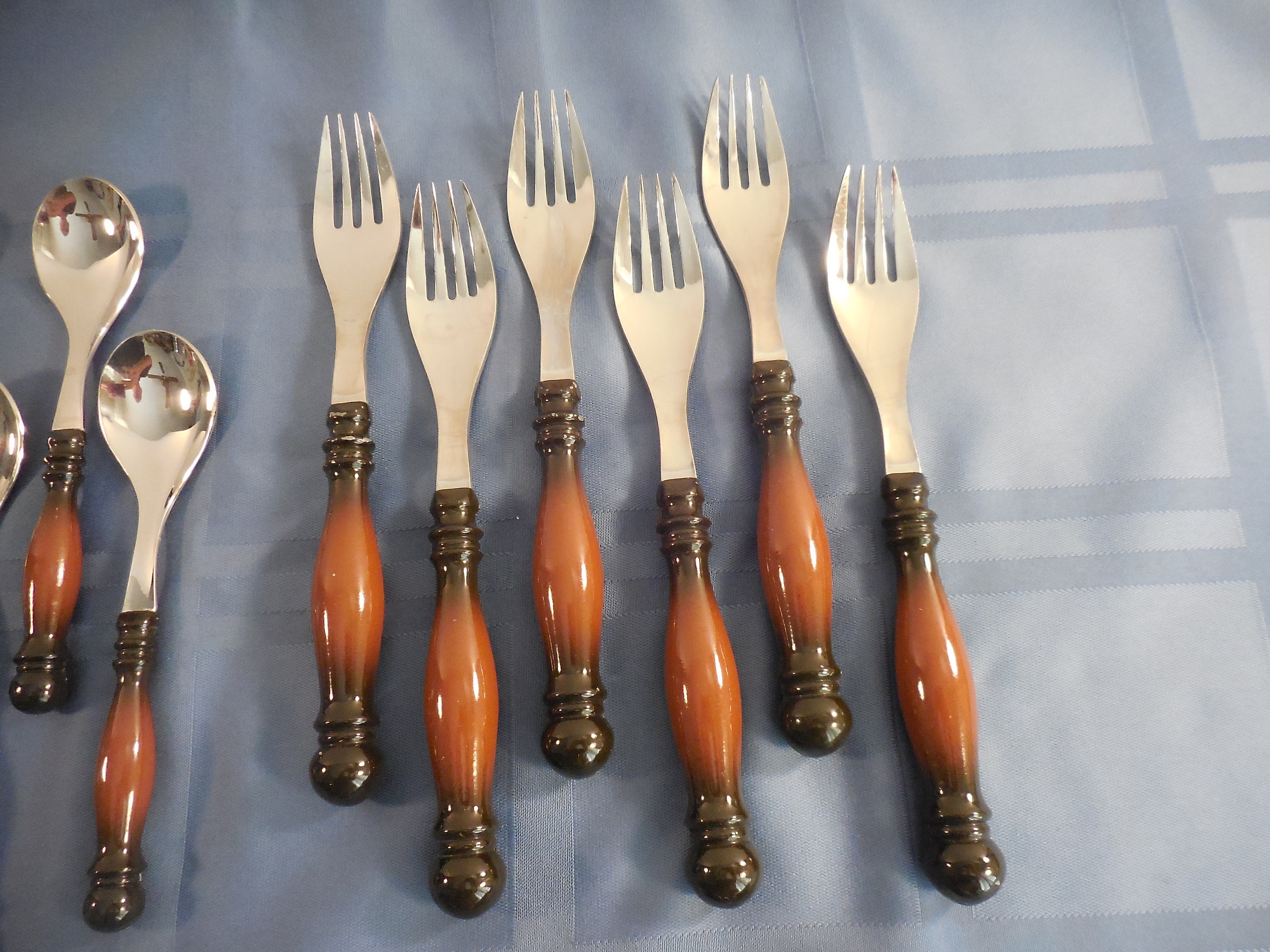 Vintage WMF Cromargan ELSAB Stainless Flatware Unique Brown Black ...