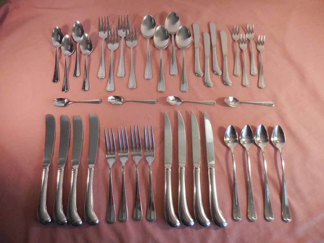 Retroneu JAMESTOWN 18/8 Stainless Flatware 40 Pieces Serves 4 Korea ...