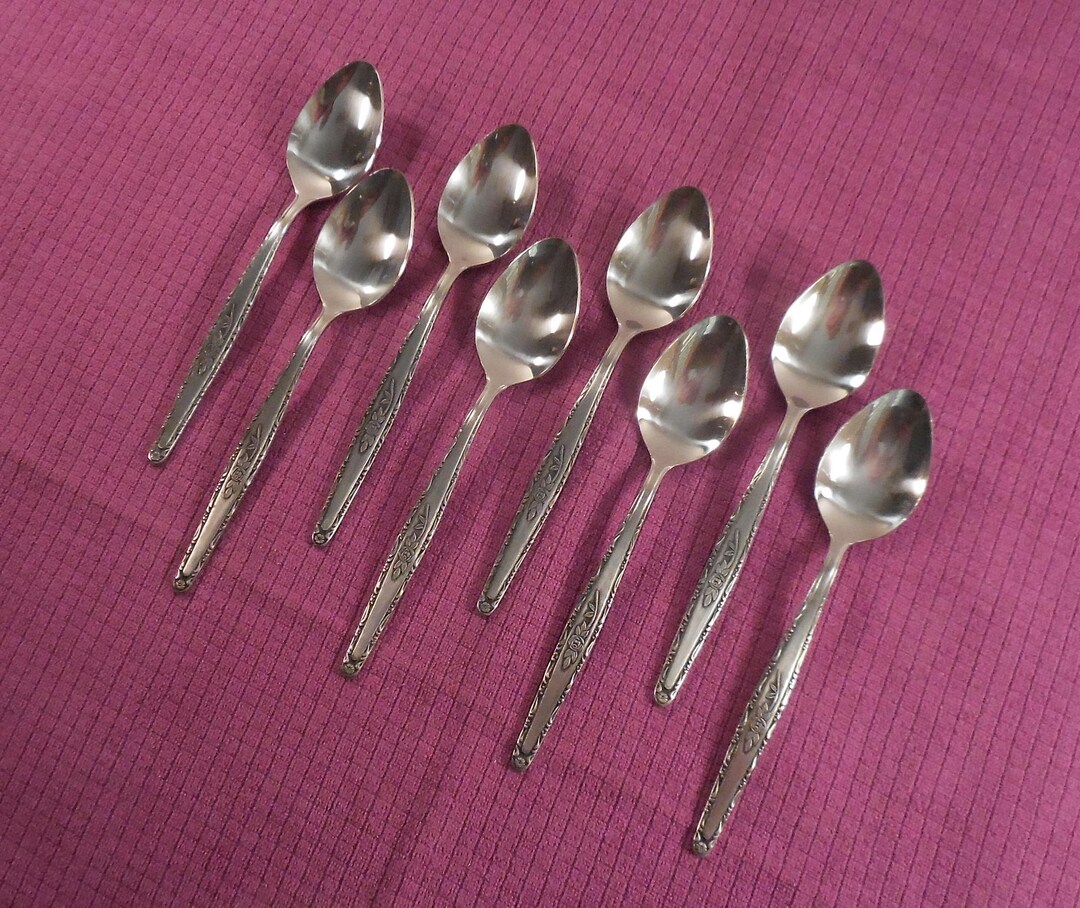 Vintage INTERPUR Stainless Steel INR3 TEASPOONS Rose Vine Design Set of ...