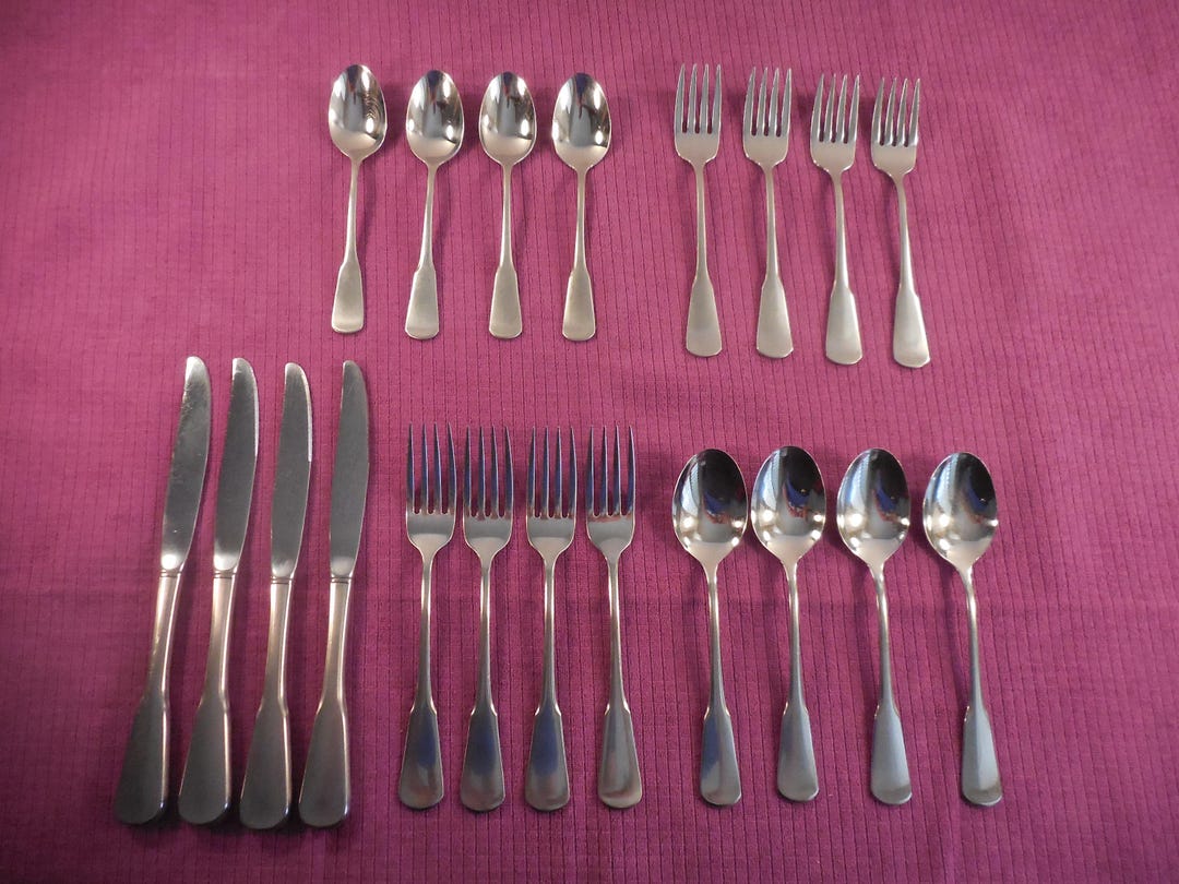 Oneida SSS COLONIAL BOSTON Minute Man Stainless Flatware 20 Pieces ...