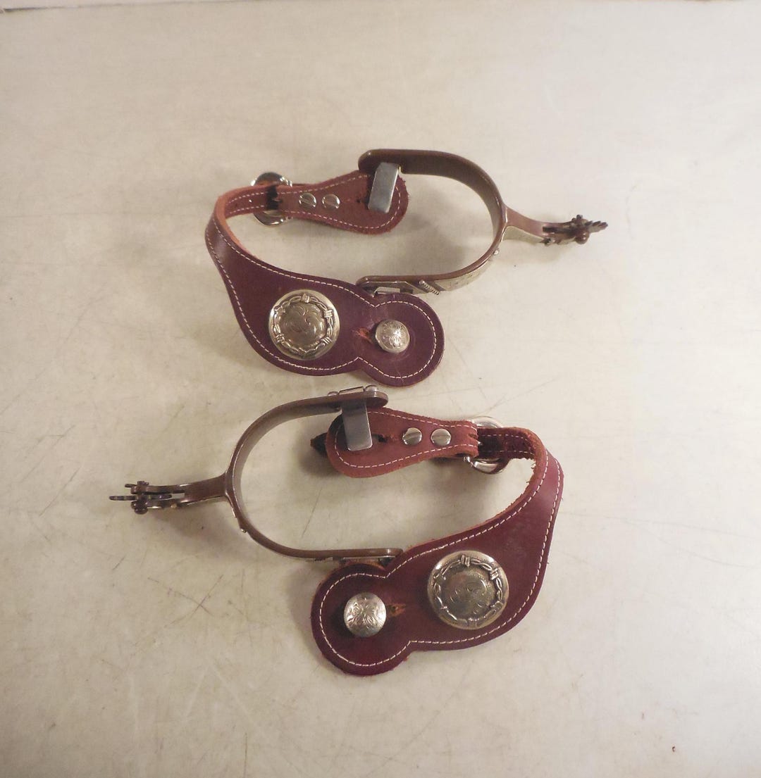 Rocking P Western Cowboy SPURS Silver Etched Concho Accent With Weaver ...