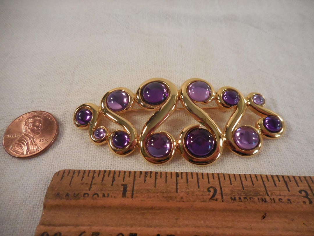 TRIFARI TM Purple Lavender "s" Design Large Brooch Pin With Plate-wear ...