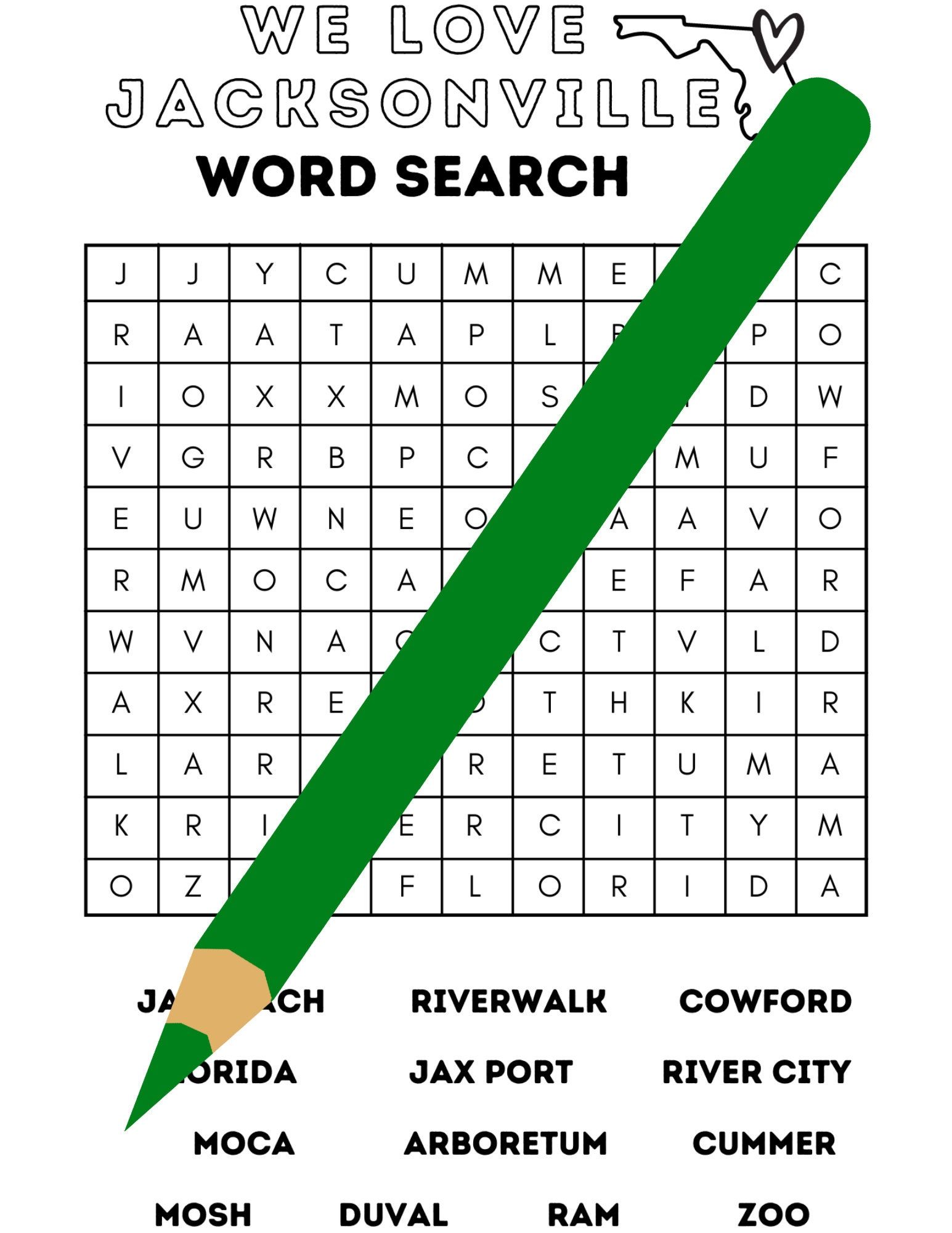 Jacksonville Word Searches for Kids - Etsy