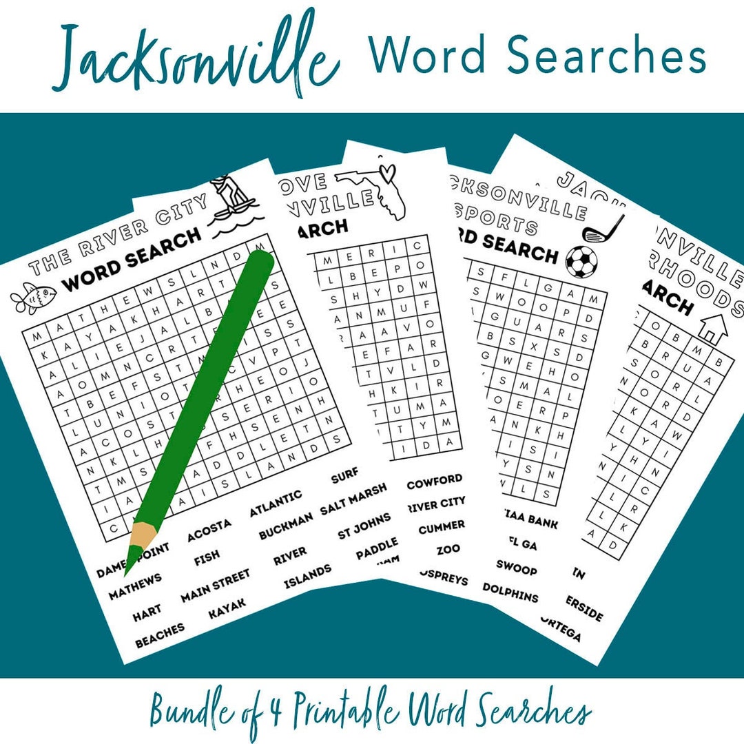 Jacksonville Word Searches for Kids - Etsy