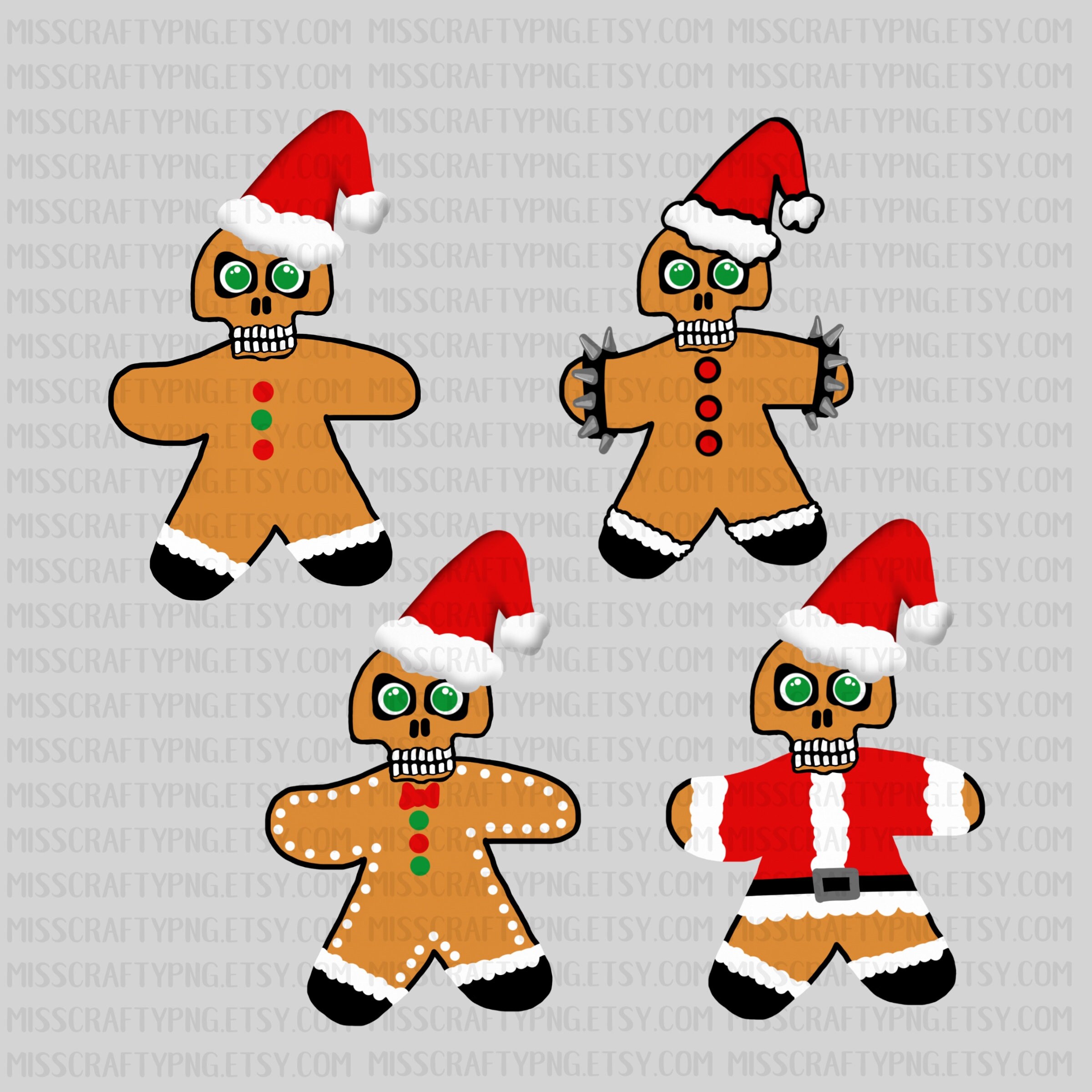 Skeleton Gingerbread Man Clip Art Skull Christmas Punk Rock - Etsy