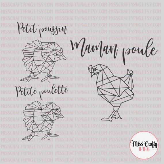 Geometric Chicken Family Png Files Mother Hen Baby Chicks - Etsy