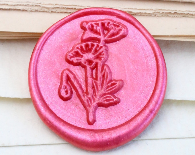 Poppy Flowers Wax Seal Stamp Kit, Flowers Sealing Wax Stamp, Wedding ...