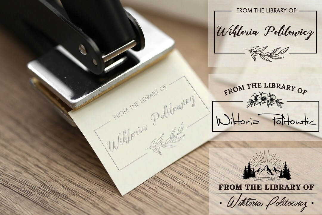 New！ From the Library of Square Embosser/custom Embosser Stamp/book ...