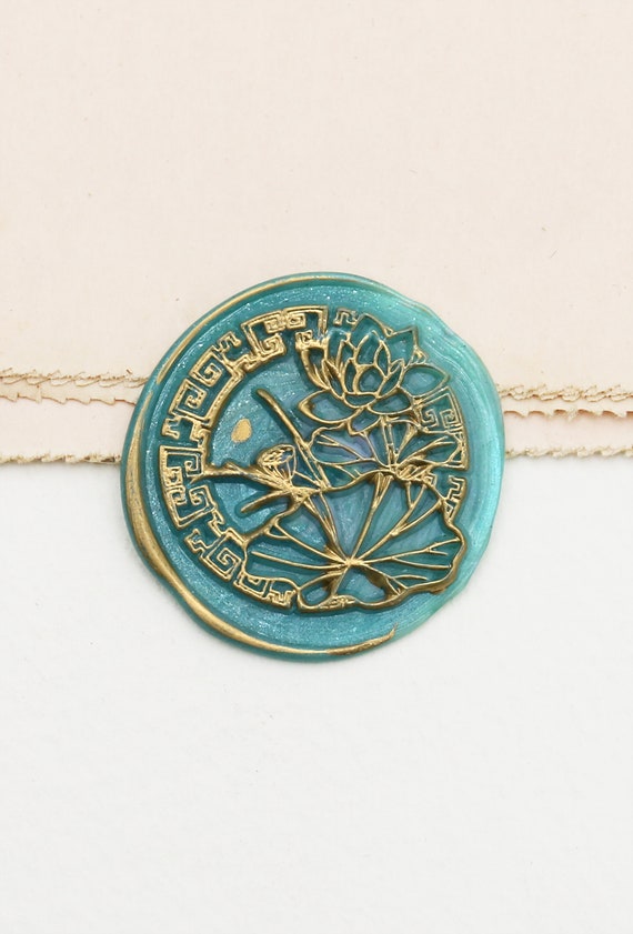 Lotus with Lotus leaf wax Seal Stamp /envelop wax seal | Etsy