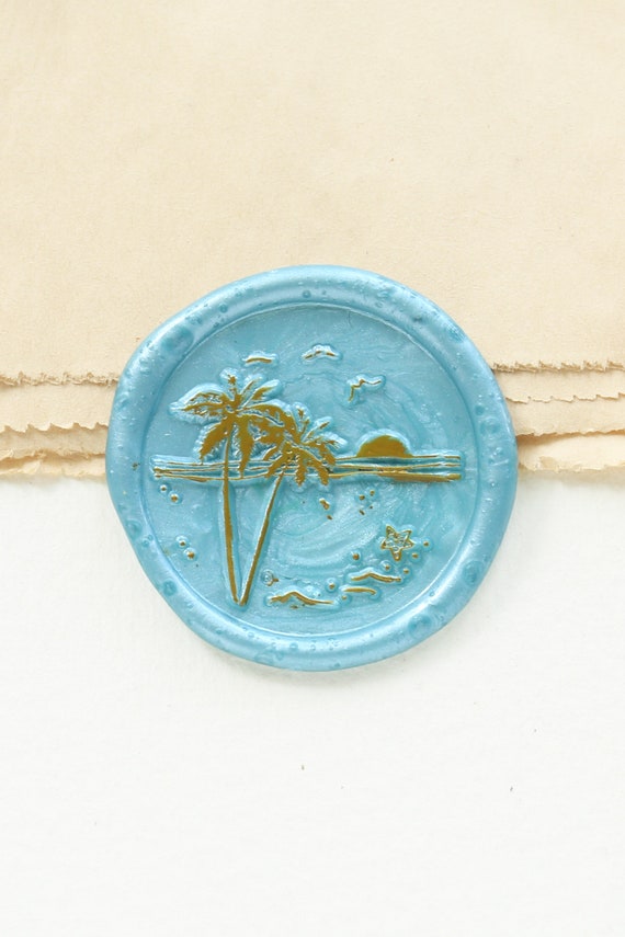 Coconut Tree Wax Seal Stamp /beach Seal Stamp Kit Wax /custom - Etsy