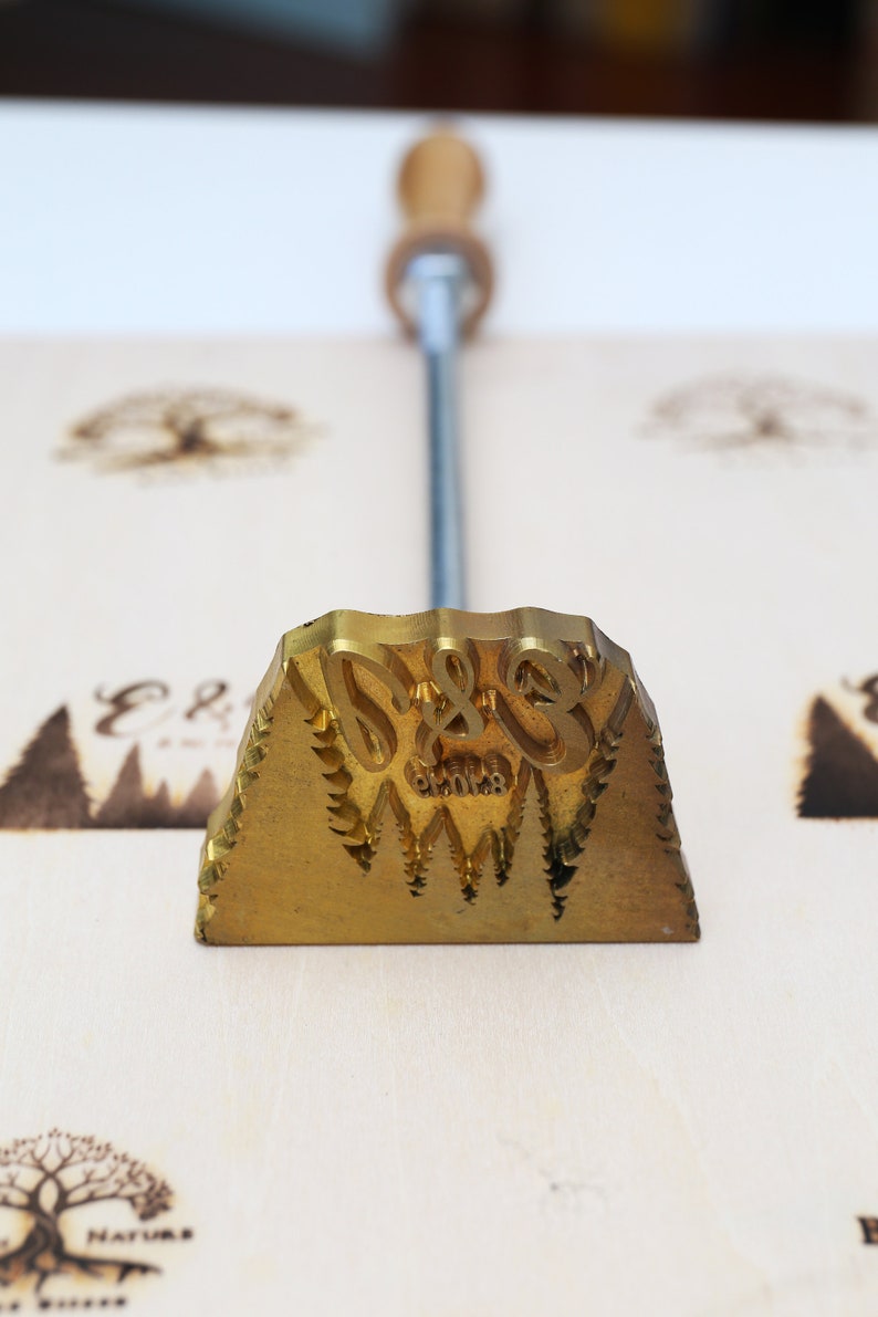 Custom Wood Branding Iron ,initials With Mountains Wedding Branding ...