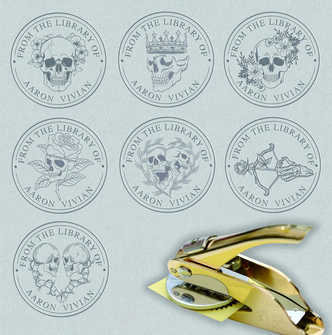 From the Library Embosser,custom Skull Skeleton Embosser, Personalized ...